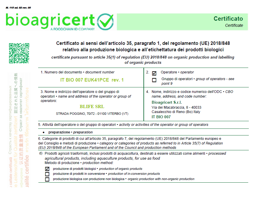 Certifications - Le radici del bio